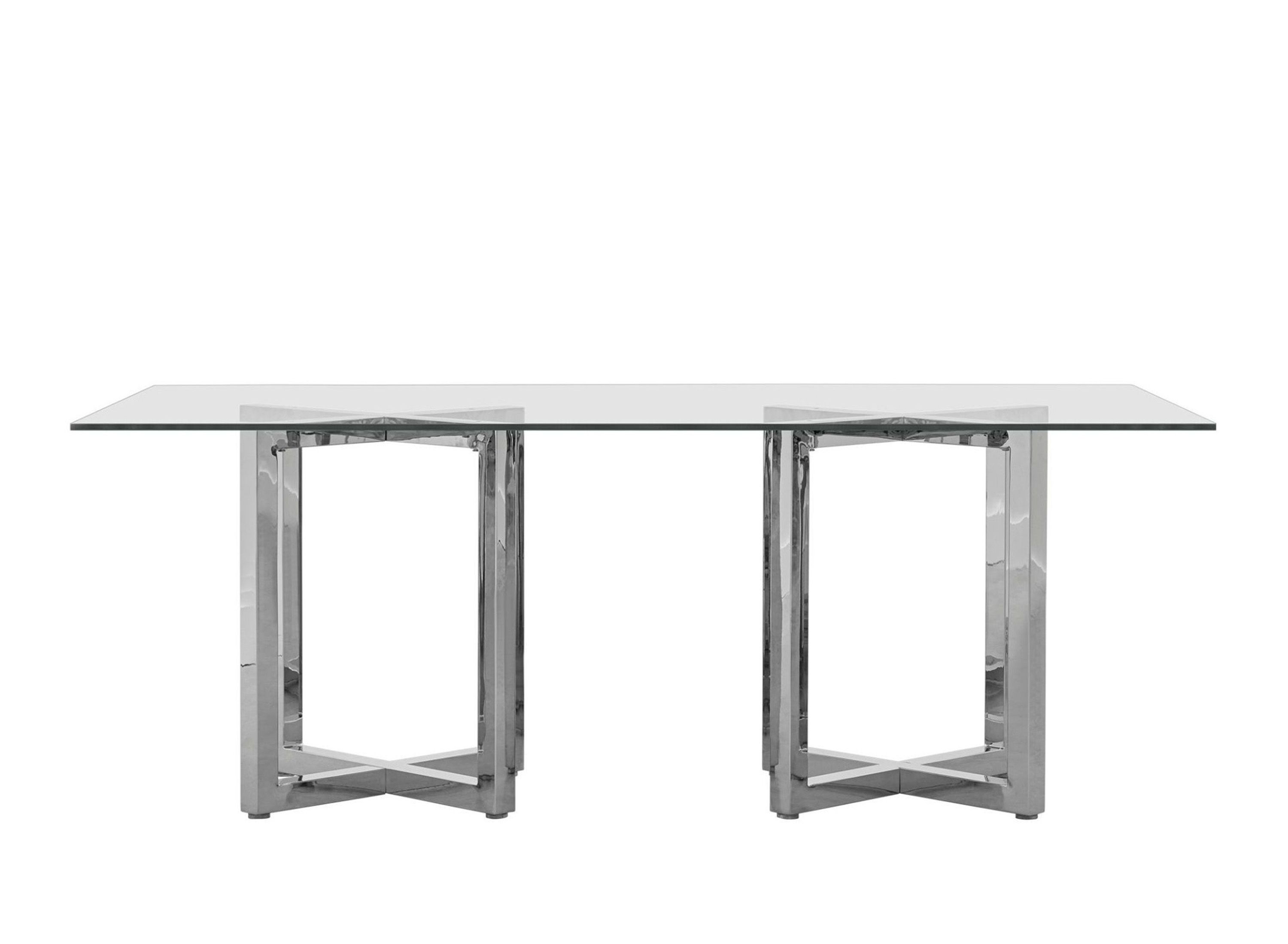 Amalfi Double Pedestal Glass Dining Table | Raymour & Flanigan