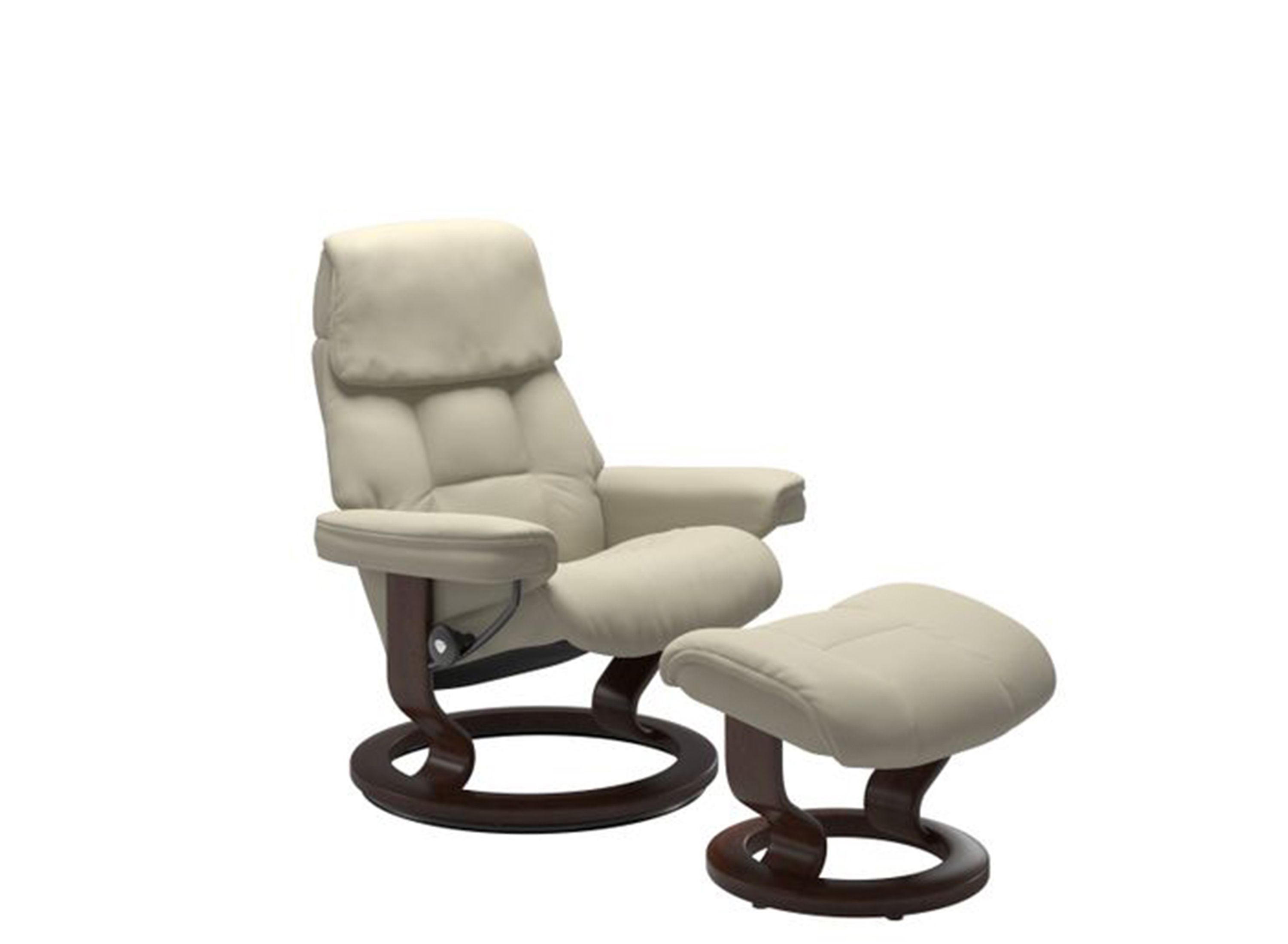 Stressless Ruby Medium Classic Leather Reclining Chair and Ottoman ...