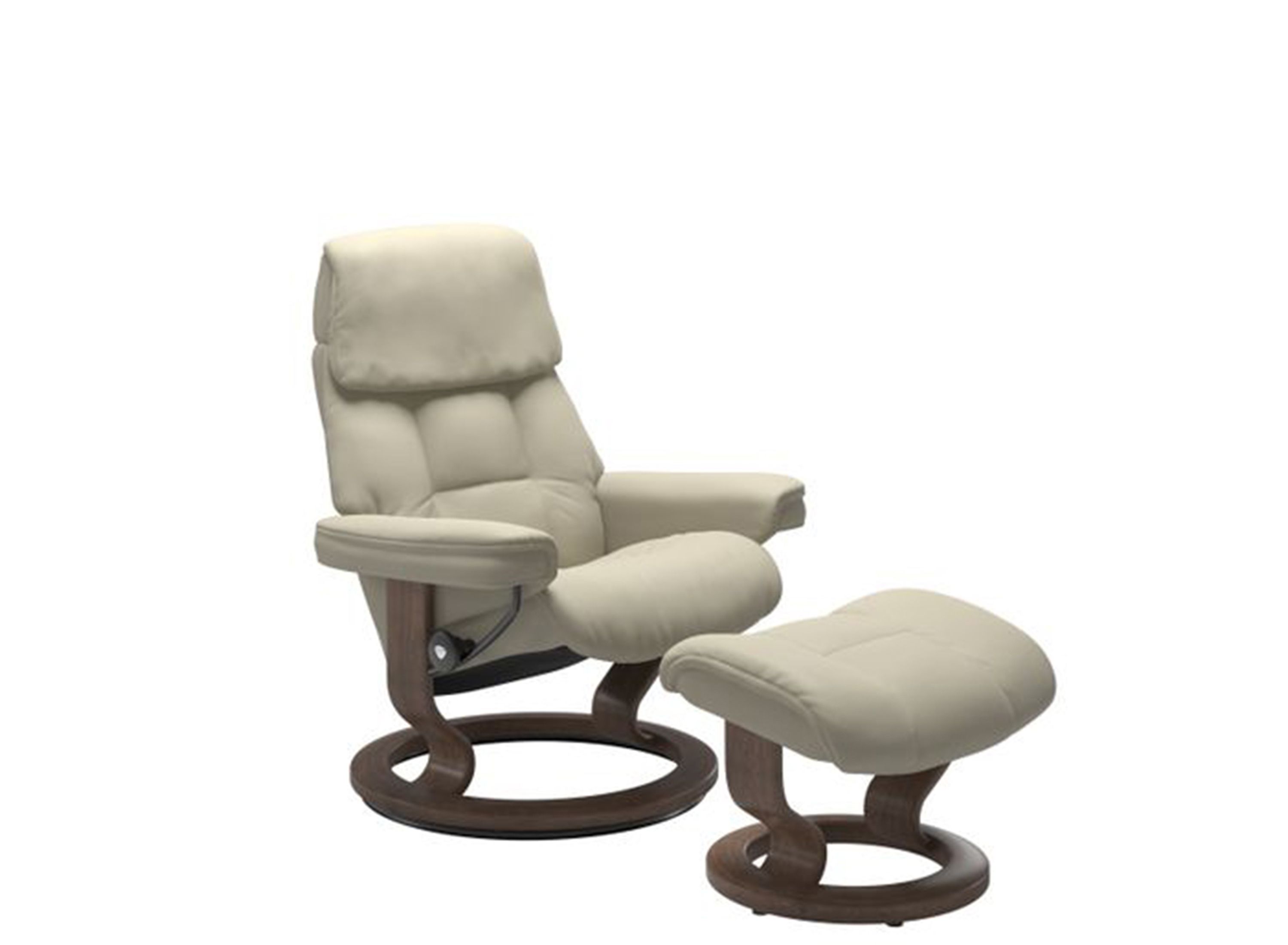Stressless Ruby Medium Classic Leather Reclining Chair and Ottoman ...