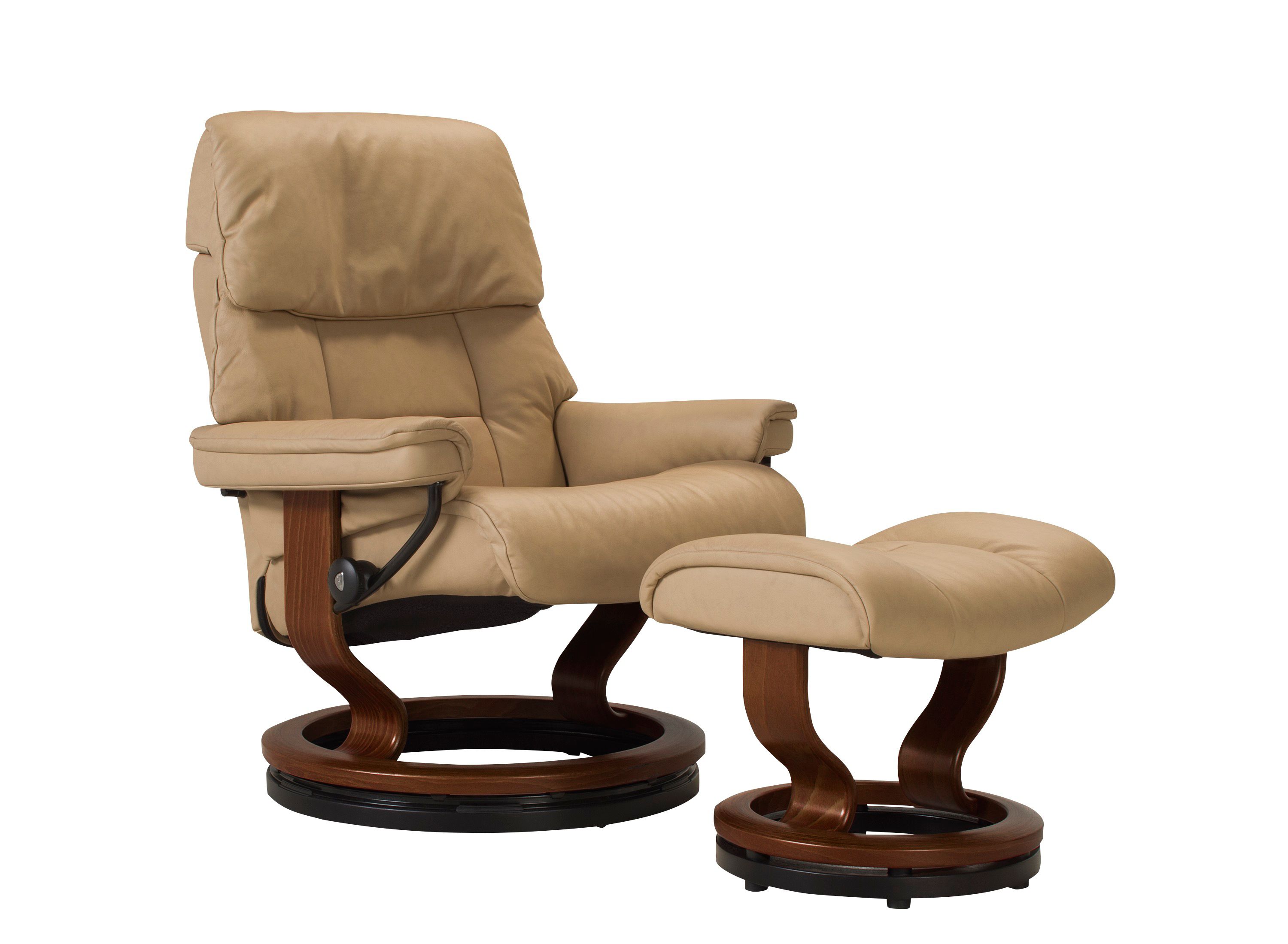 Stressless Ruby Large Leather Reclining Chair and Ottoman w/ Rings ...