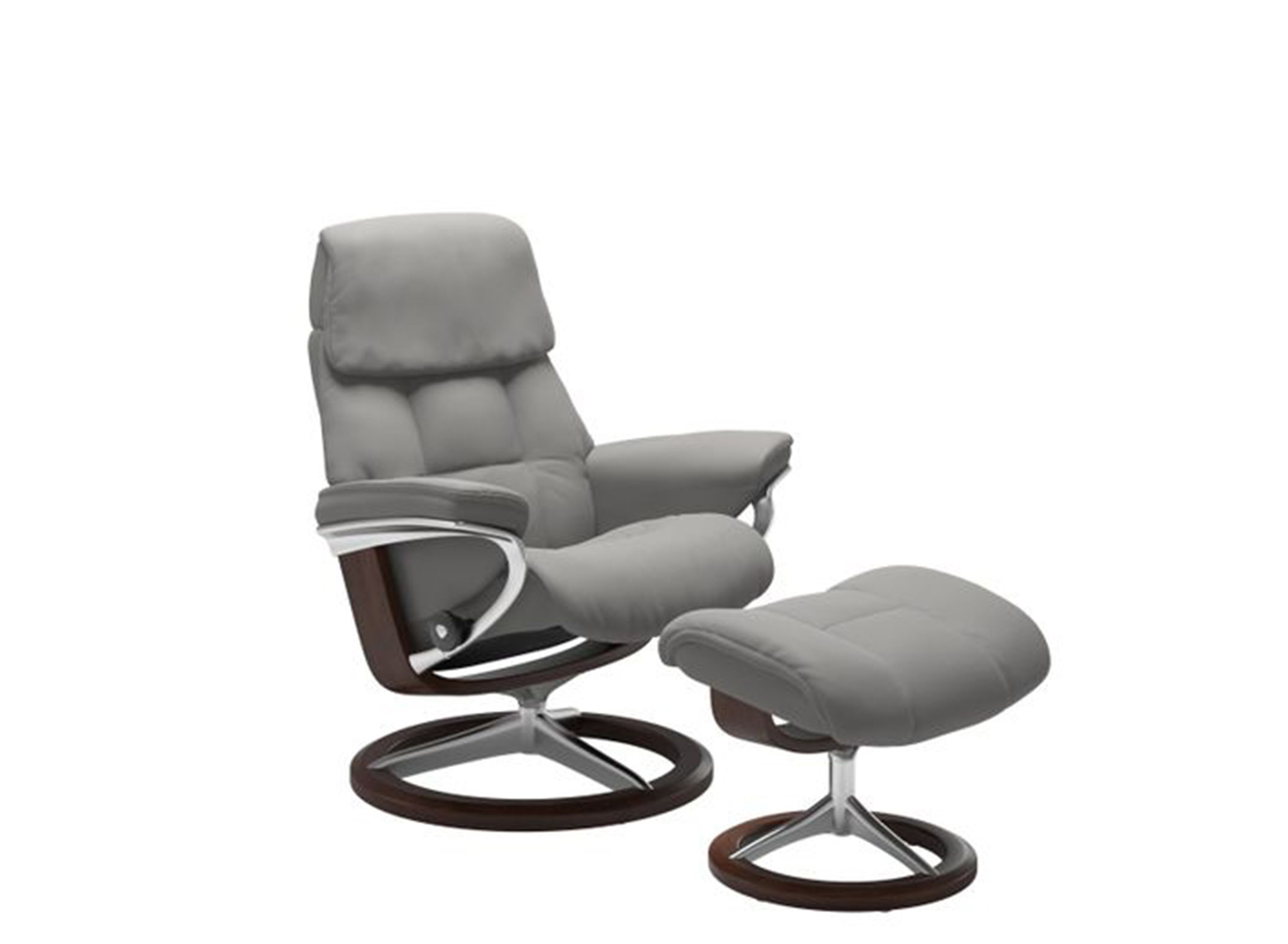 Stressless Ruby Large Signature Leather Reclining Chair and Ottoman ...