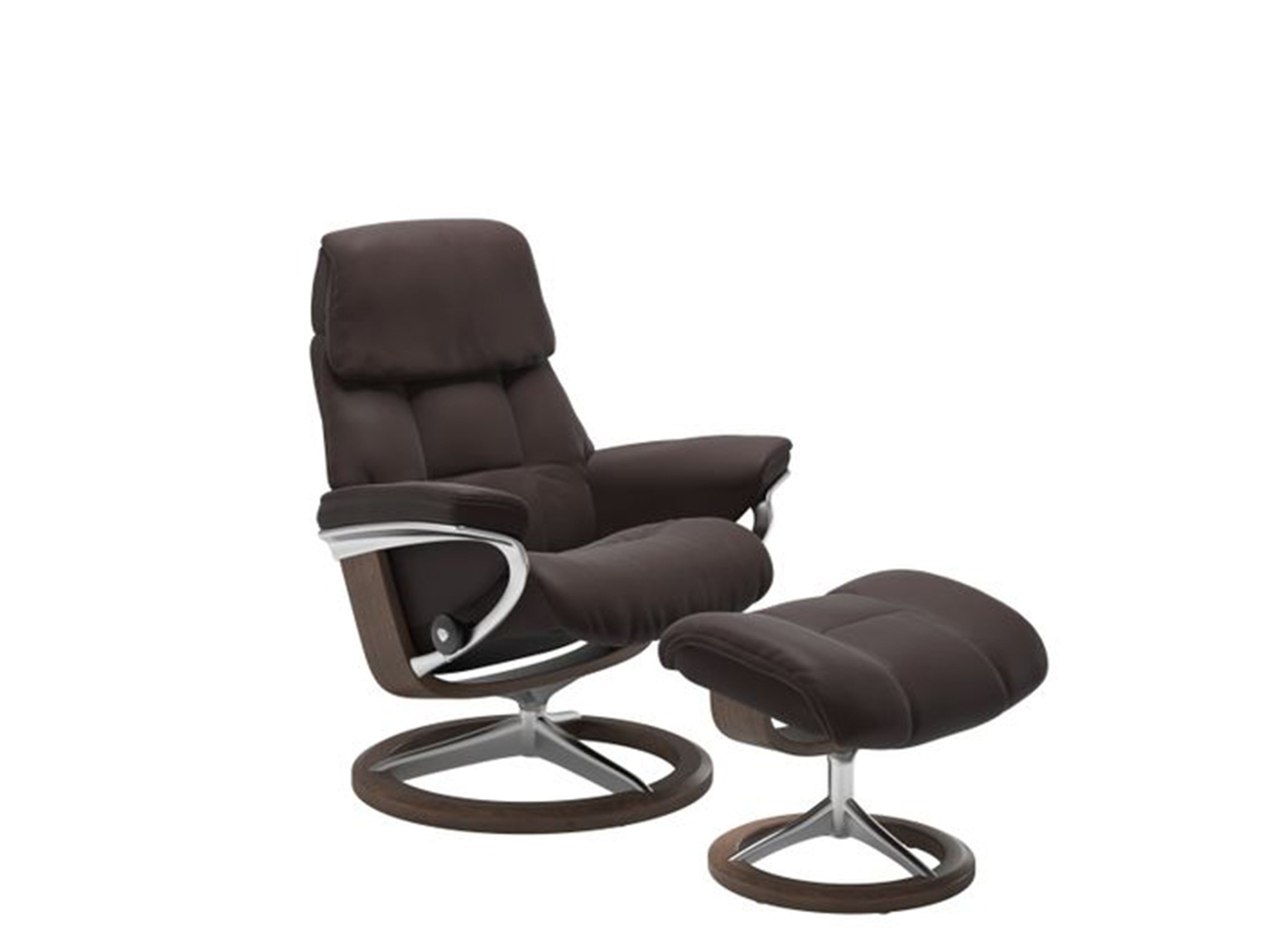 Stressless Ruby Medium Signature Leather Reclining Chair and Ottoman ...