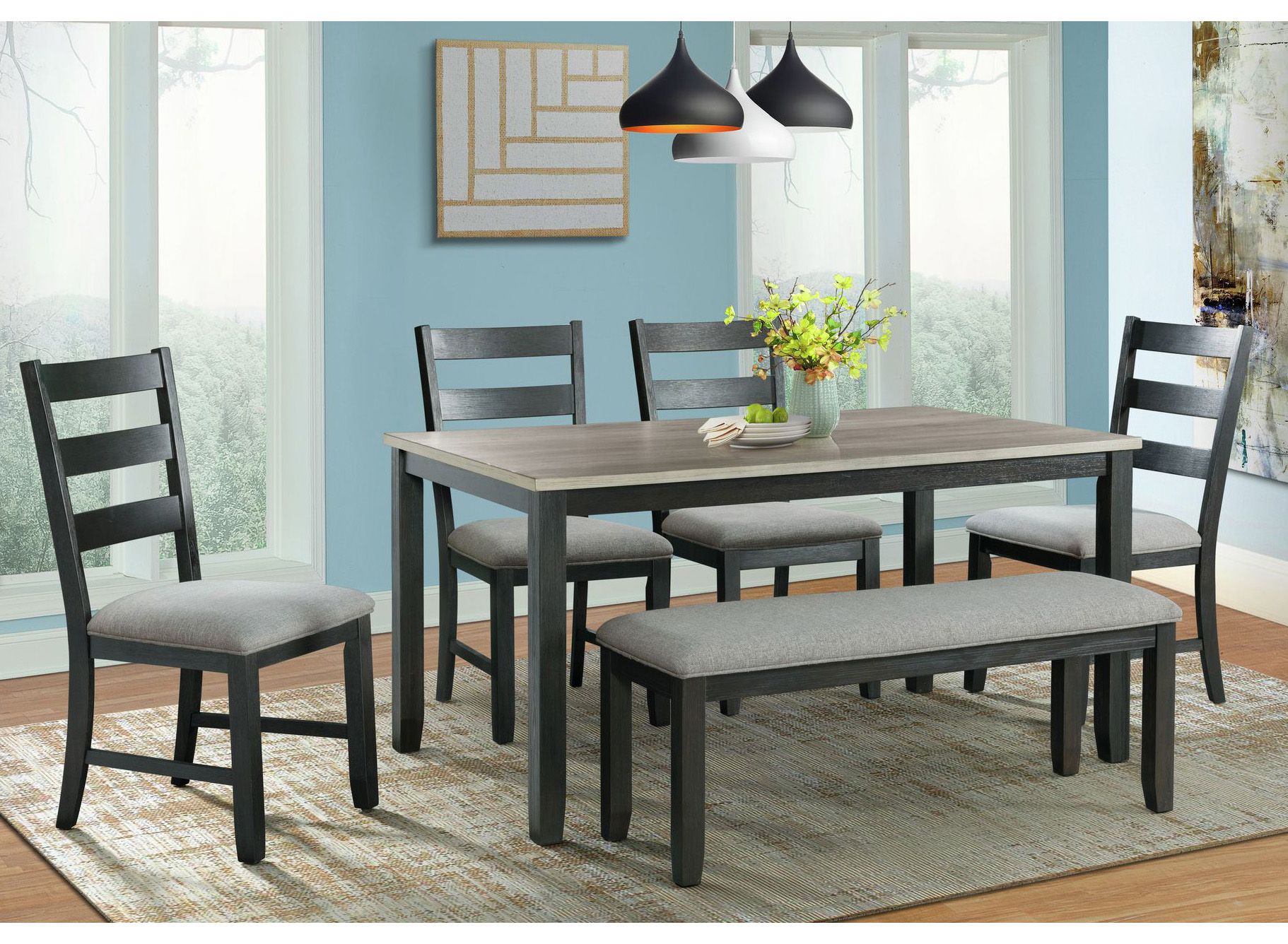 Glenwood 6-pc. Dining Set w/ Bench | Raymour & Flanigan