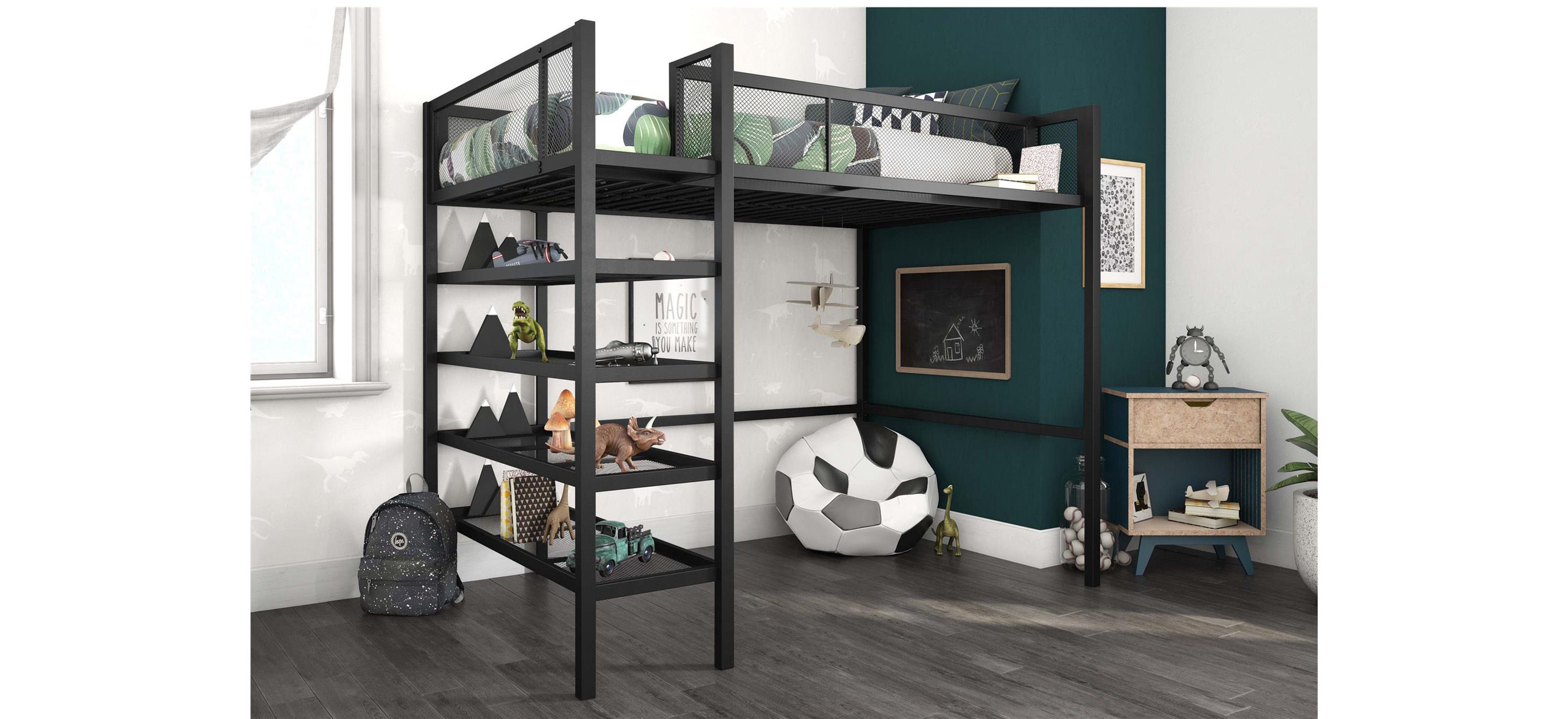 Mainstays Storage Loft Bed with Bookcase | Raymour & Flanigan