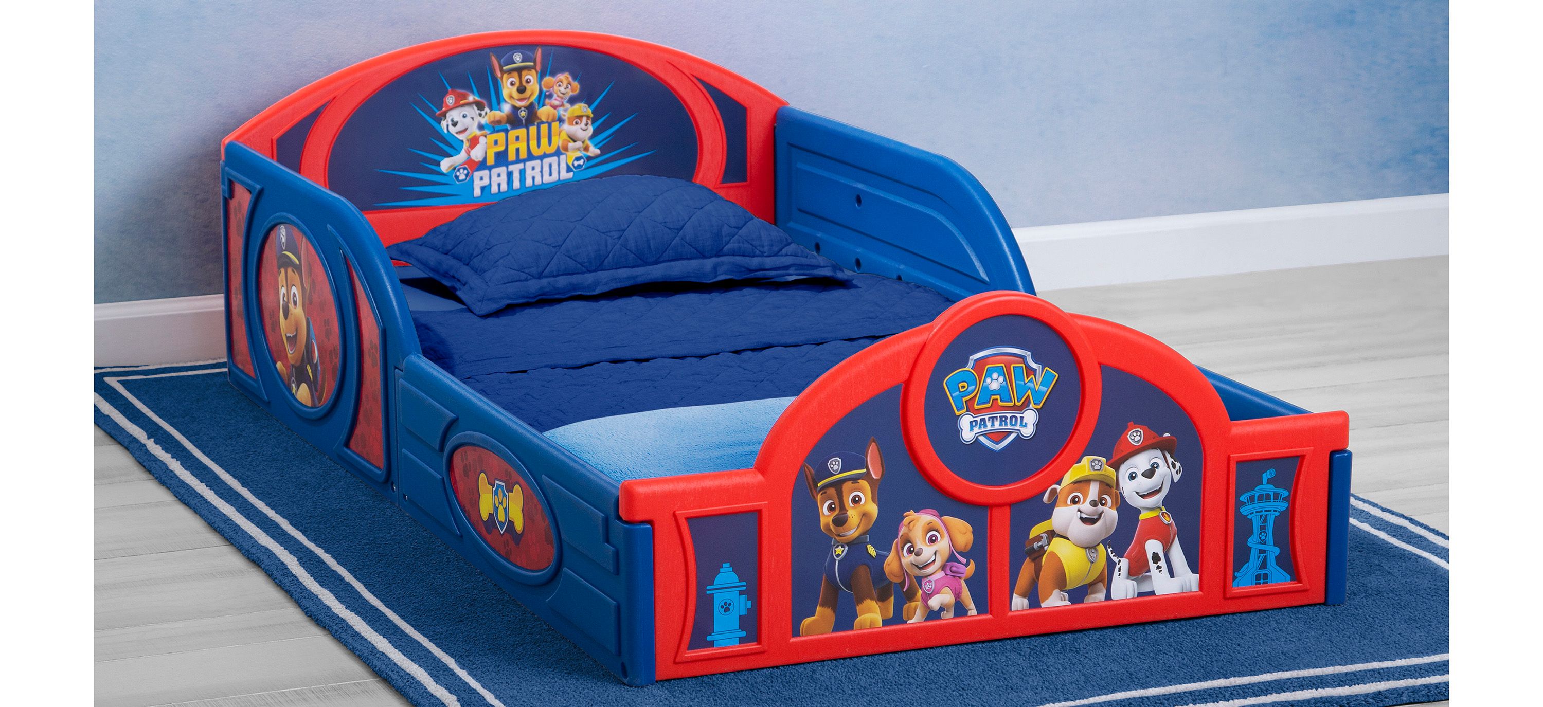 Nick Jr. PAW Patrol Sleep and Play Toddler Bed with Attached Guardrails ...