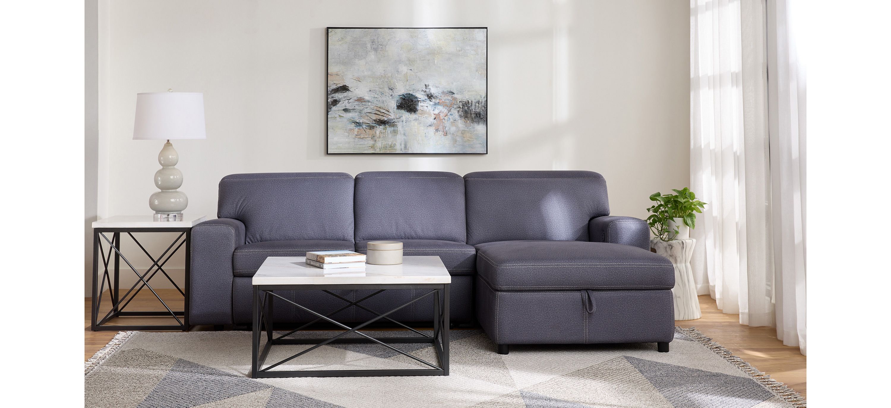 Aspen 2-pc. Right Arm Facing Sofa Chaise w/ Pop-Up Sleeper and Ratchet ...