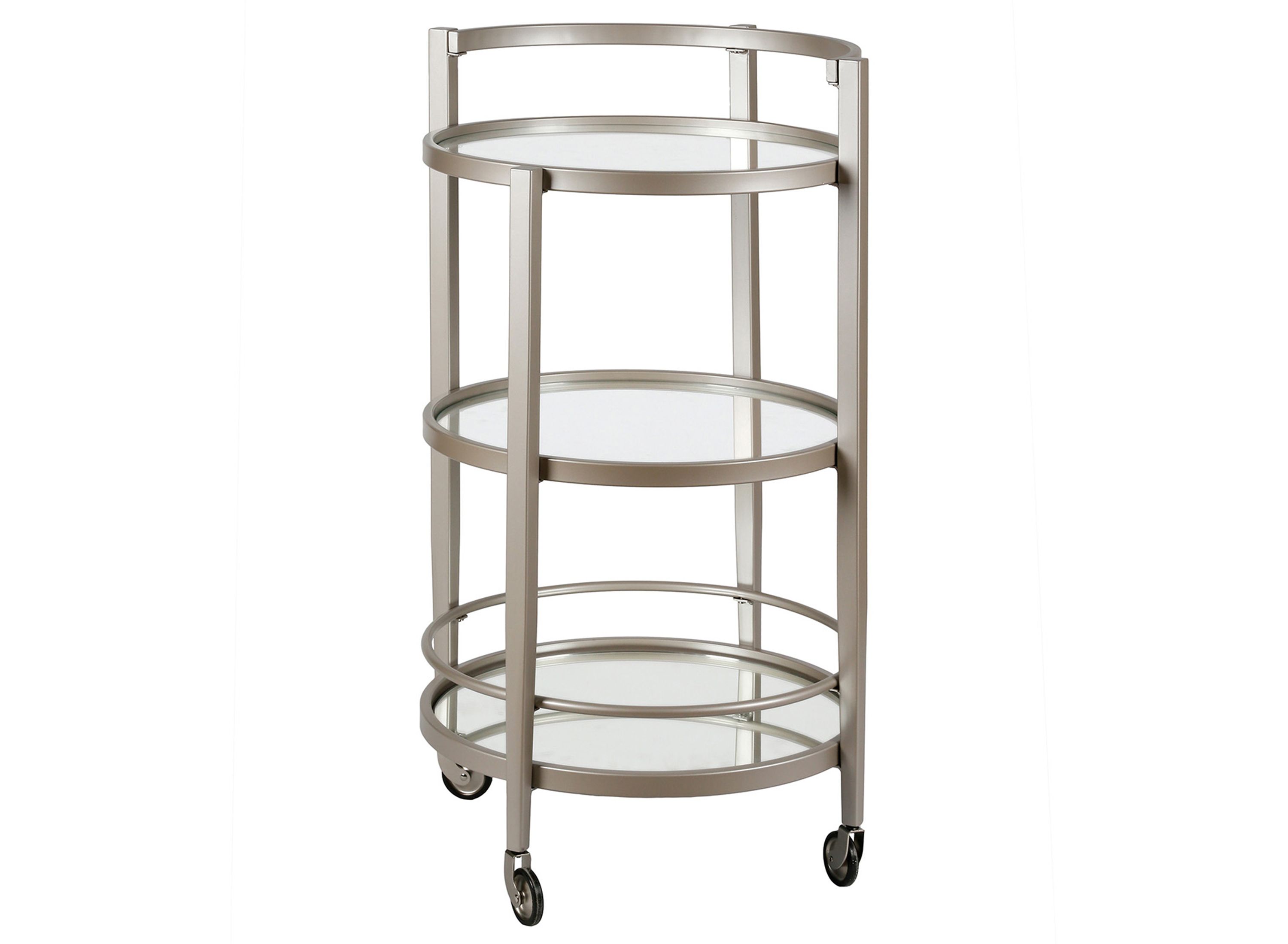 Hause Round Bar Cart with Mirrored Shelf | Raymour & Flanigan