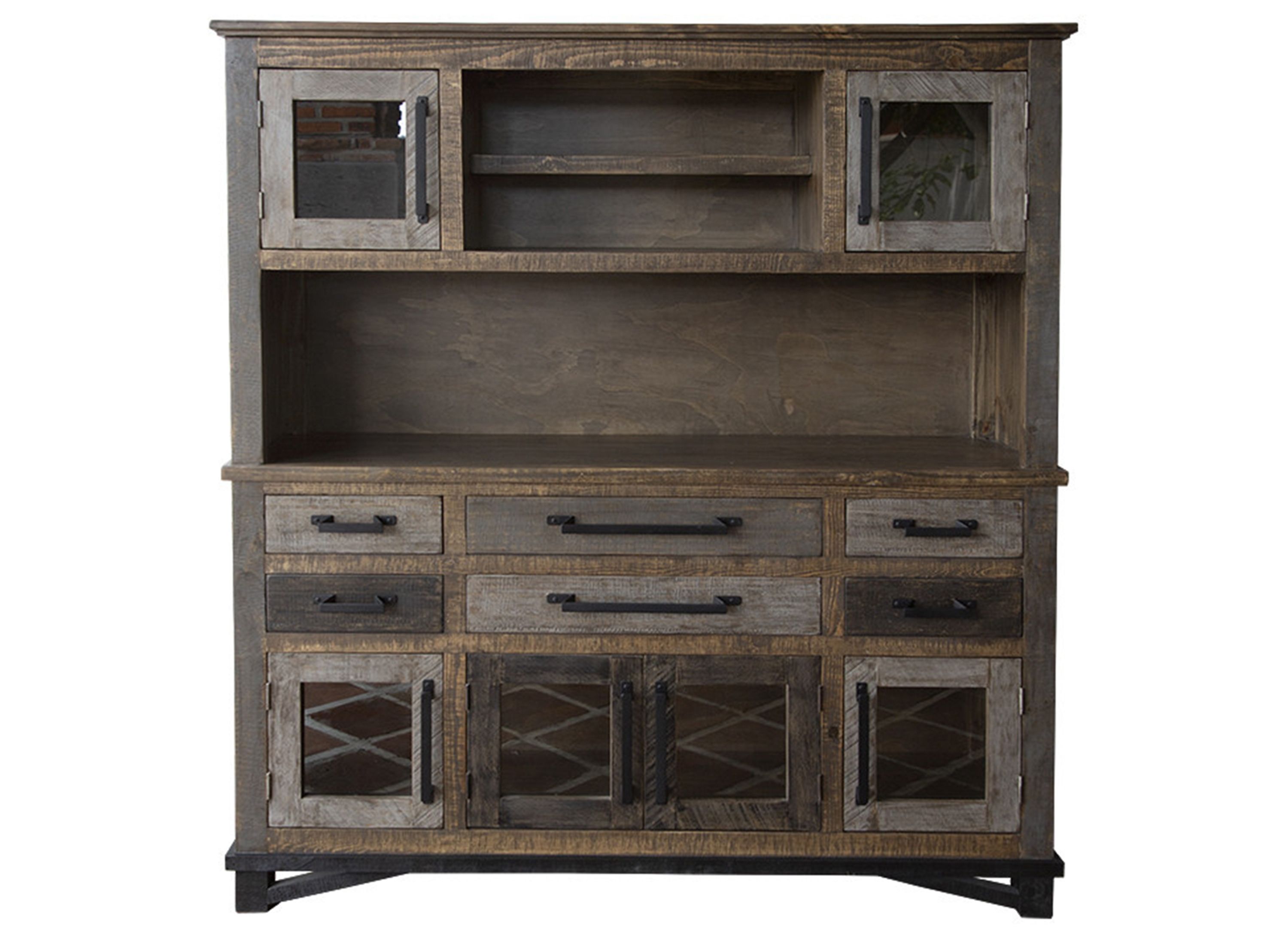 Loft Brown 6 Drawers and 6 Doors Buffet & Hutch | Raymour & Flanigan