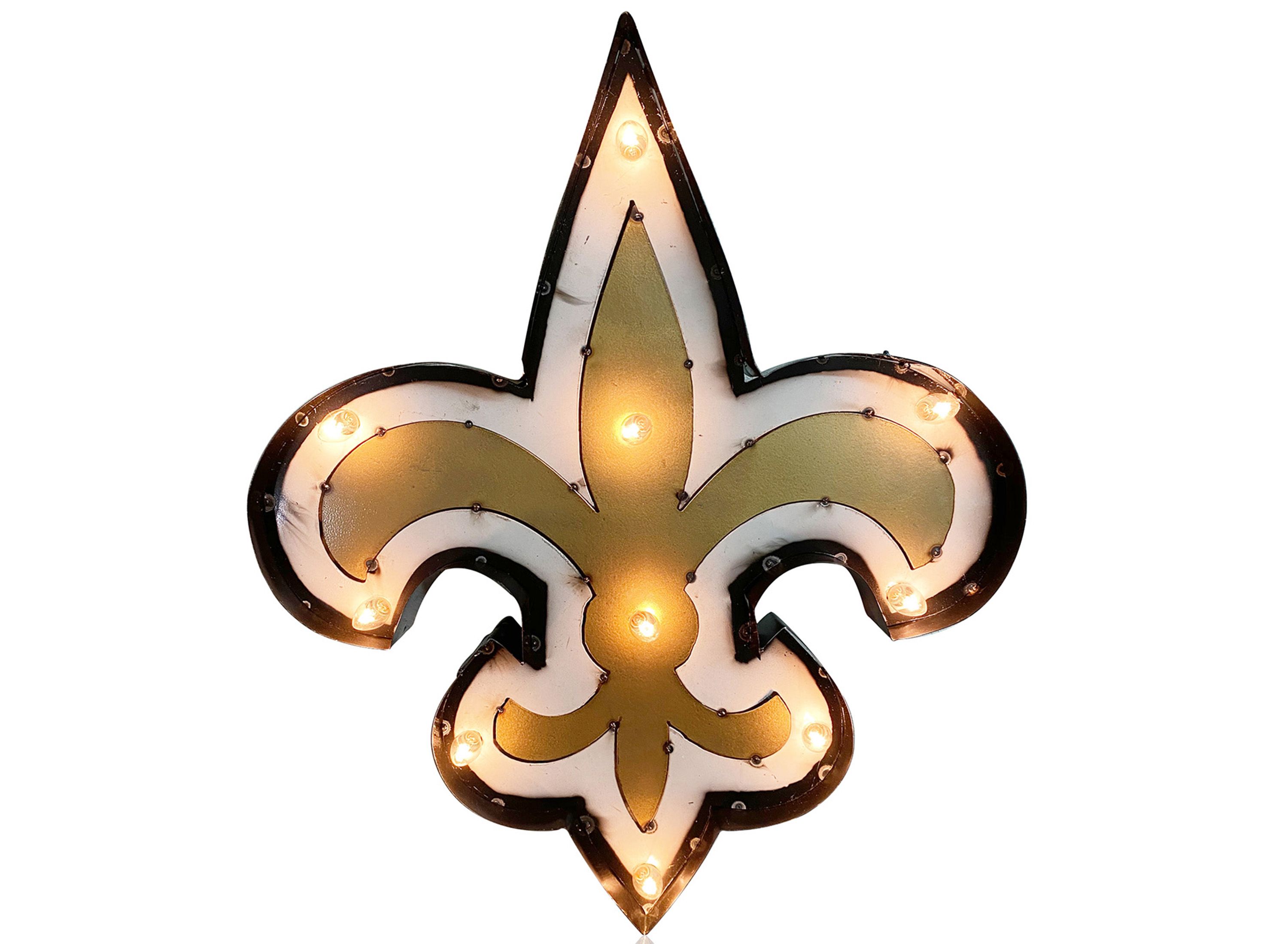New Orleans Saints NFL Logo Lighted Recycled Metal Sign | Raymour ...