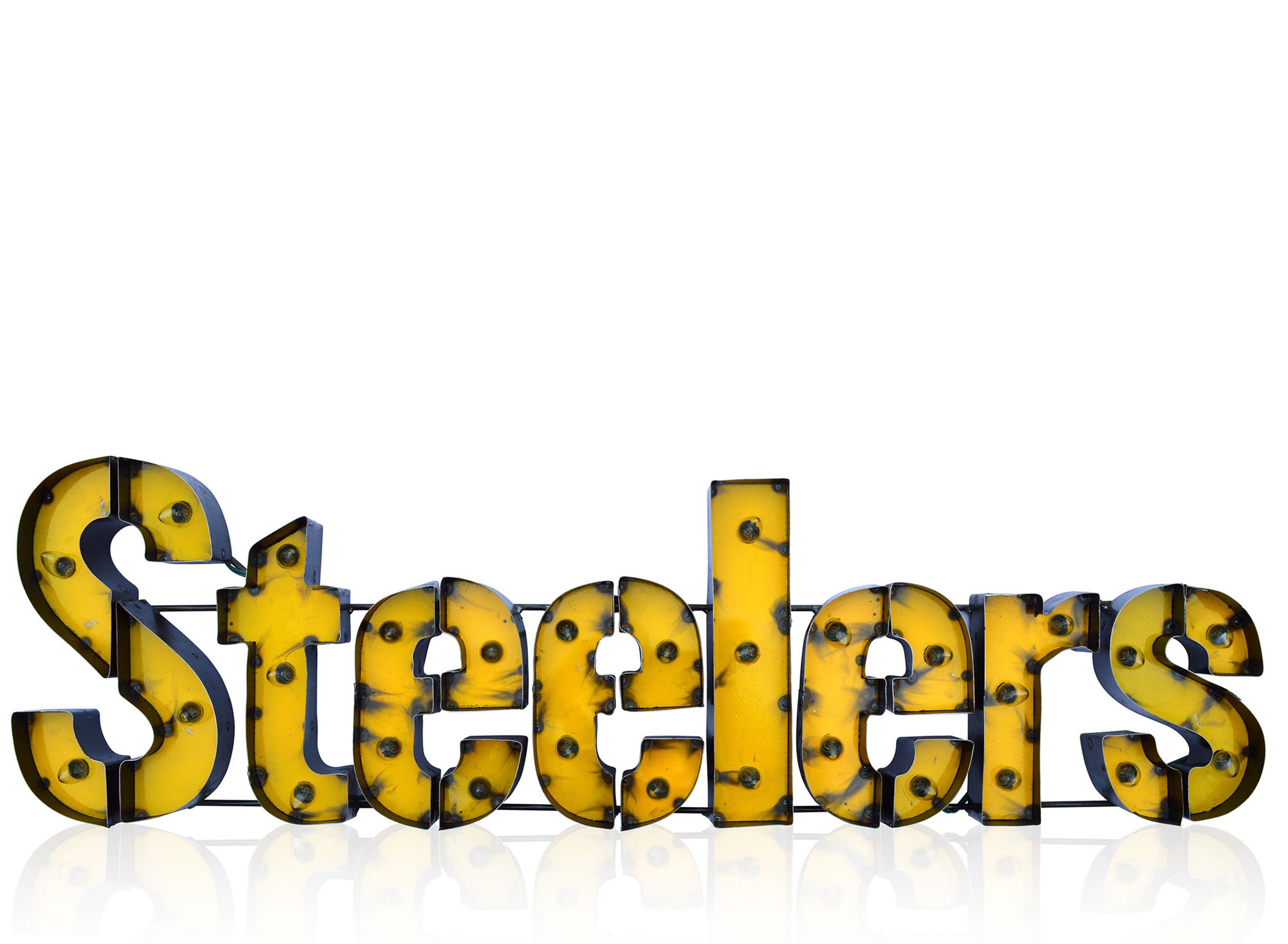 Pittsburg Steelers NFL Lighted Recycled Metal Sign | Raymour & Flanigan