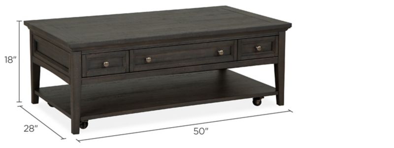 Westley Falls Rectangular Coffee Table w/ Casters | Raymour & Flanigan