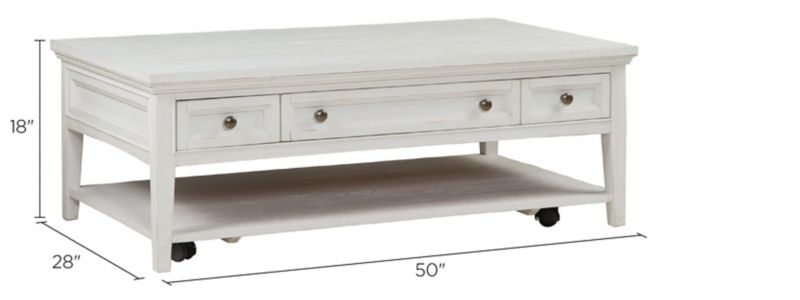 Heron Cove Rectangular Coffee Table w/ Casters | Raymour & Flanigan