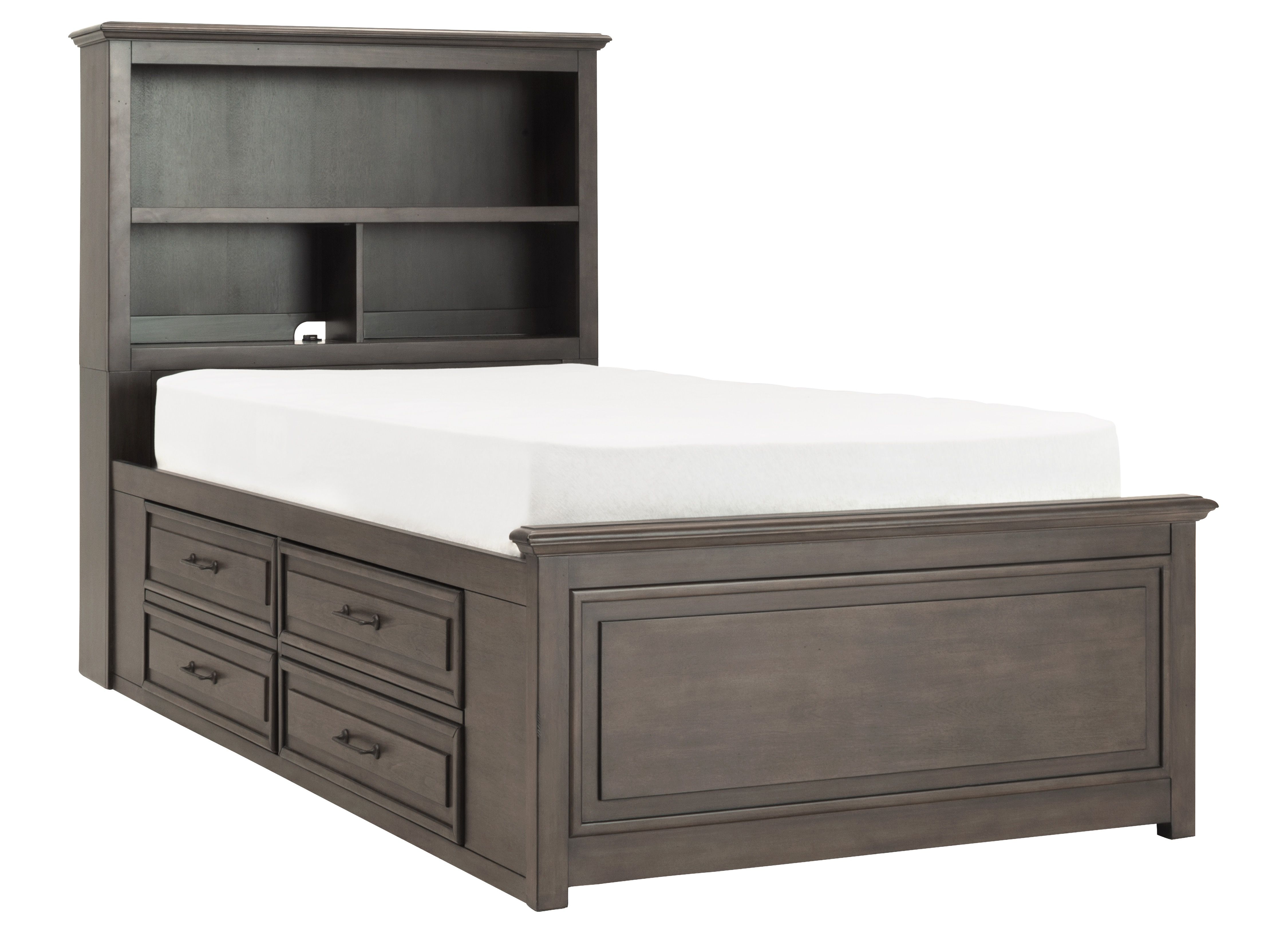 Kieran Platform Bookcase Bed w/ 1-Side Storage | Raymour & Flanigan