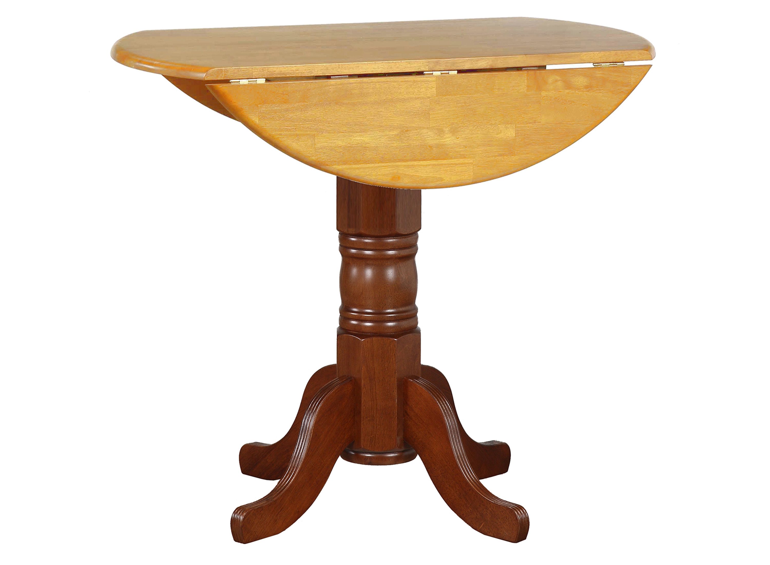 Oak Selections Round Drop Leaf Bar-Height Dining Table | Raymour & Flanigan