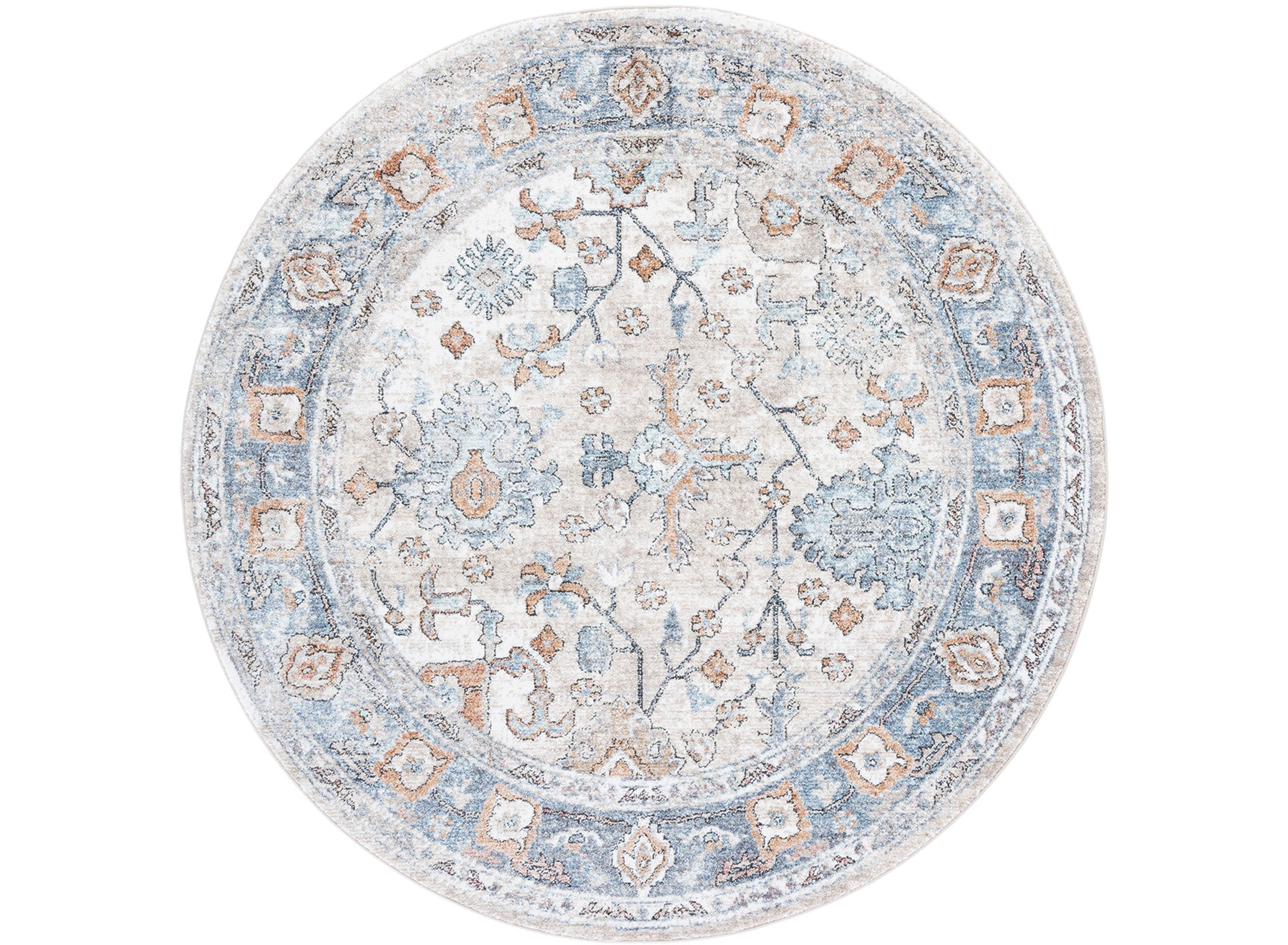 Jasmine Ivory & Blue Rug III | Raymour & Flanigan | Raymour & Flanigan