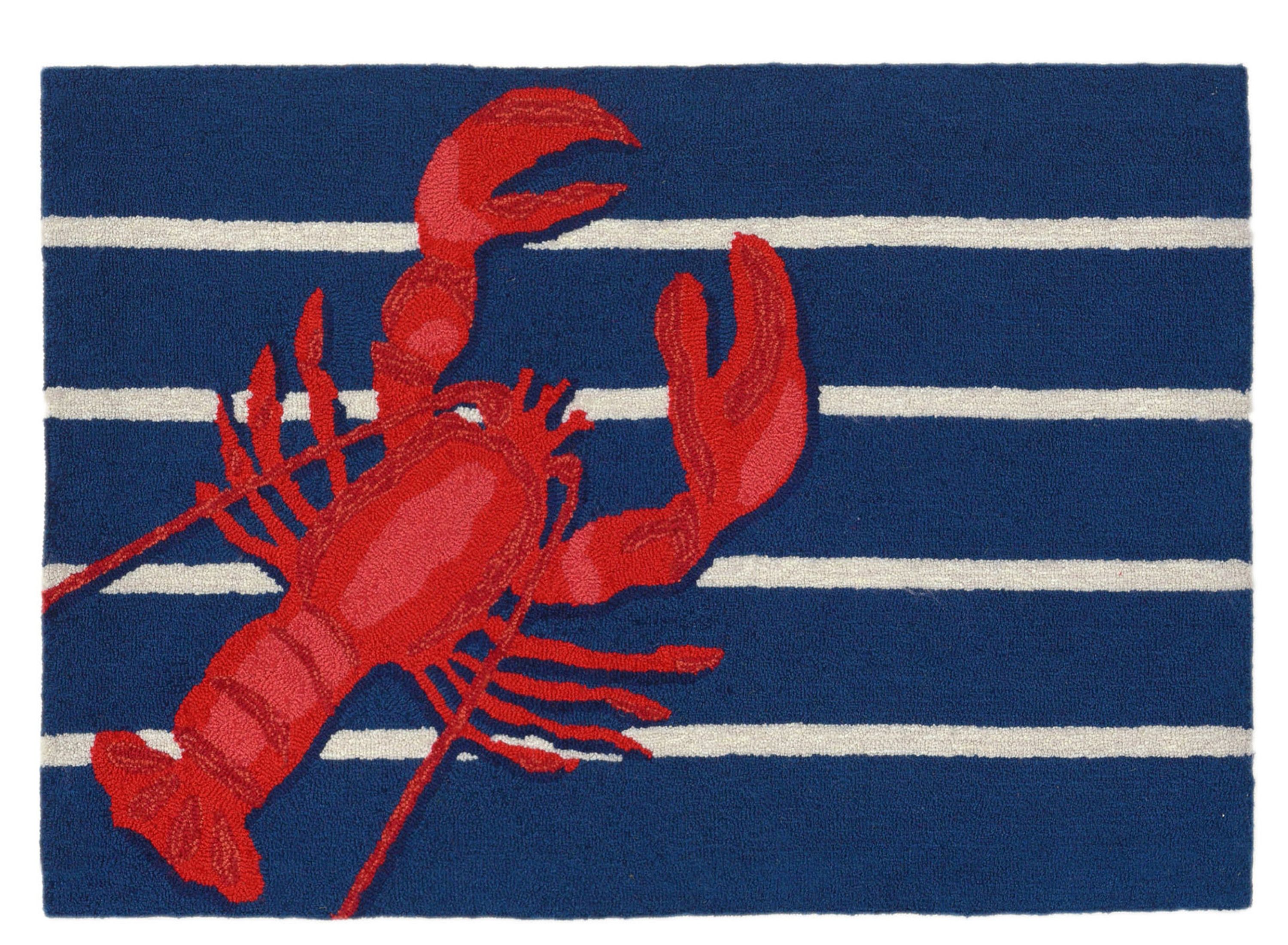 Frontporch Lobster on Stripes Indoor/Outdoor Area Rug | Raymour & Flanigan