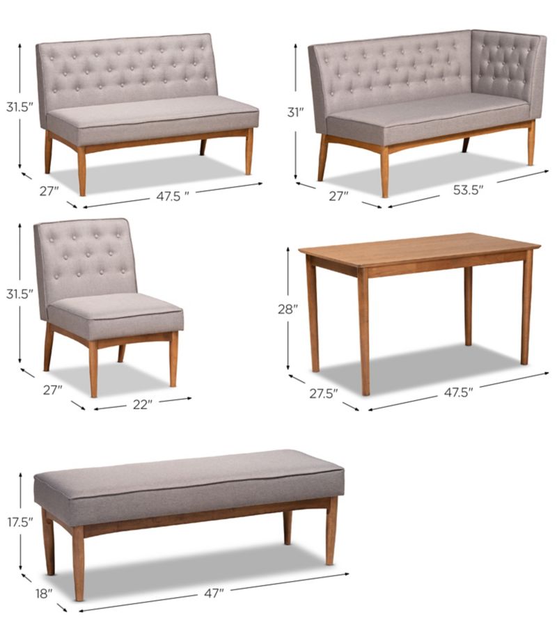 Arvid 5-pc. Nook Dining Set | Raymour & Flanigan
